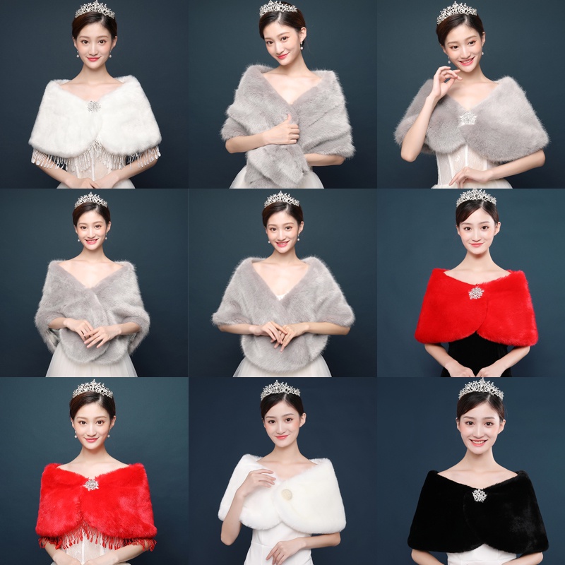 Shawl Korean Wedding Warmth Cloak Bridal Hair Shawl Coat Ps40 | Shopee ...