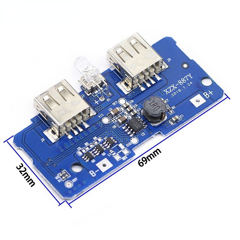 18650 Dual Micro USB 3.7V to 5V 2A Boost Mobile Power Bank DIY 18650 ...