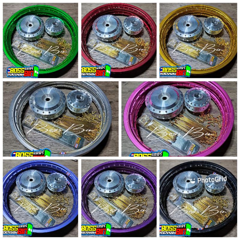 Rimset Honda Click125 / Click150 Chrome Hub / Gold Spokes 1.4x17 Brand ...