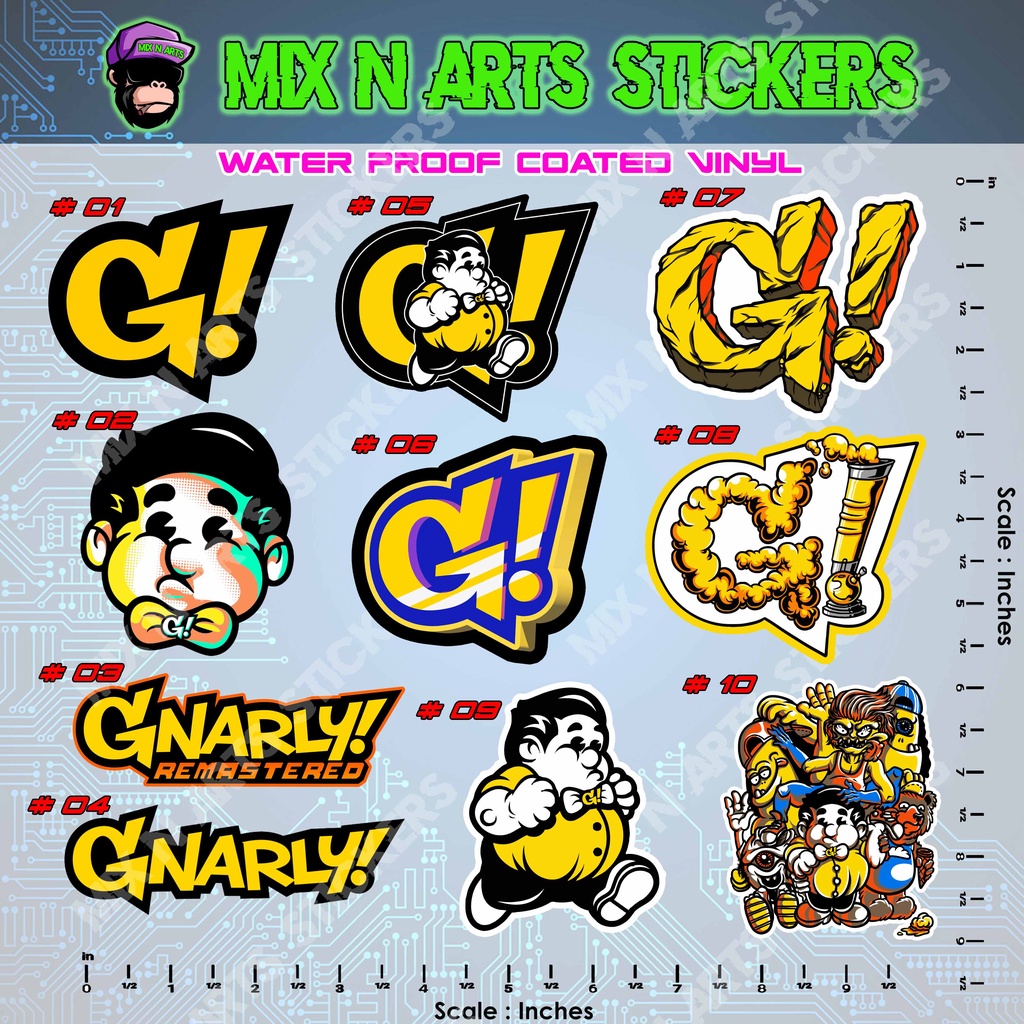 G! G1 Gnarly Waterproof Vinyl Sticker for Motorcycle Tumbler Ect (Sold ...