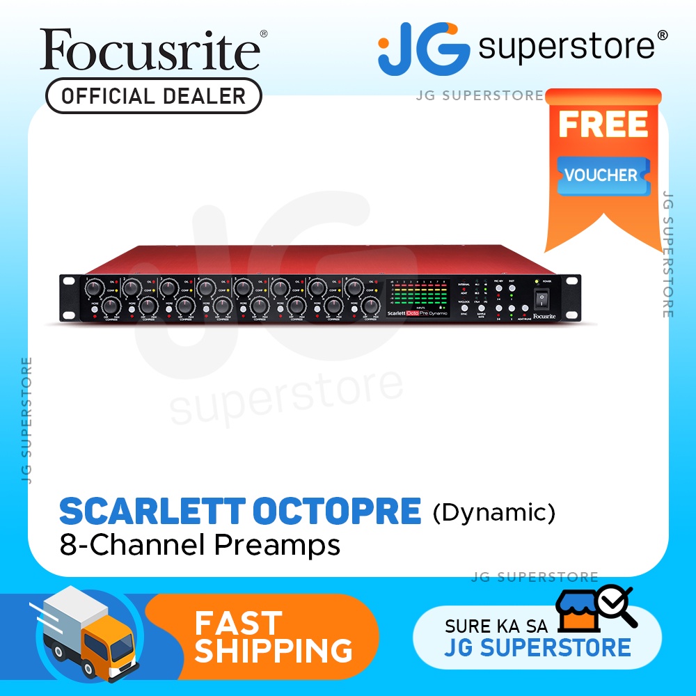 Focusrite Scarlett OctoPre Dynamic Eight Channel Preamp and Interface ...