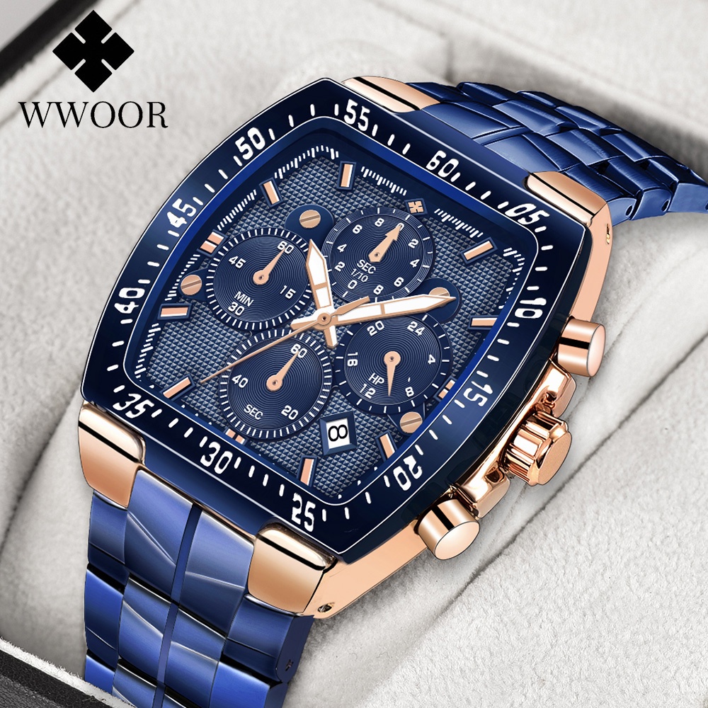 Wwoor Watches Men Casual Quartz Chronograph Watch Top Luxury Brand Mens ...