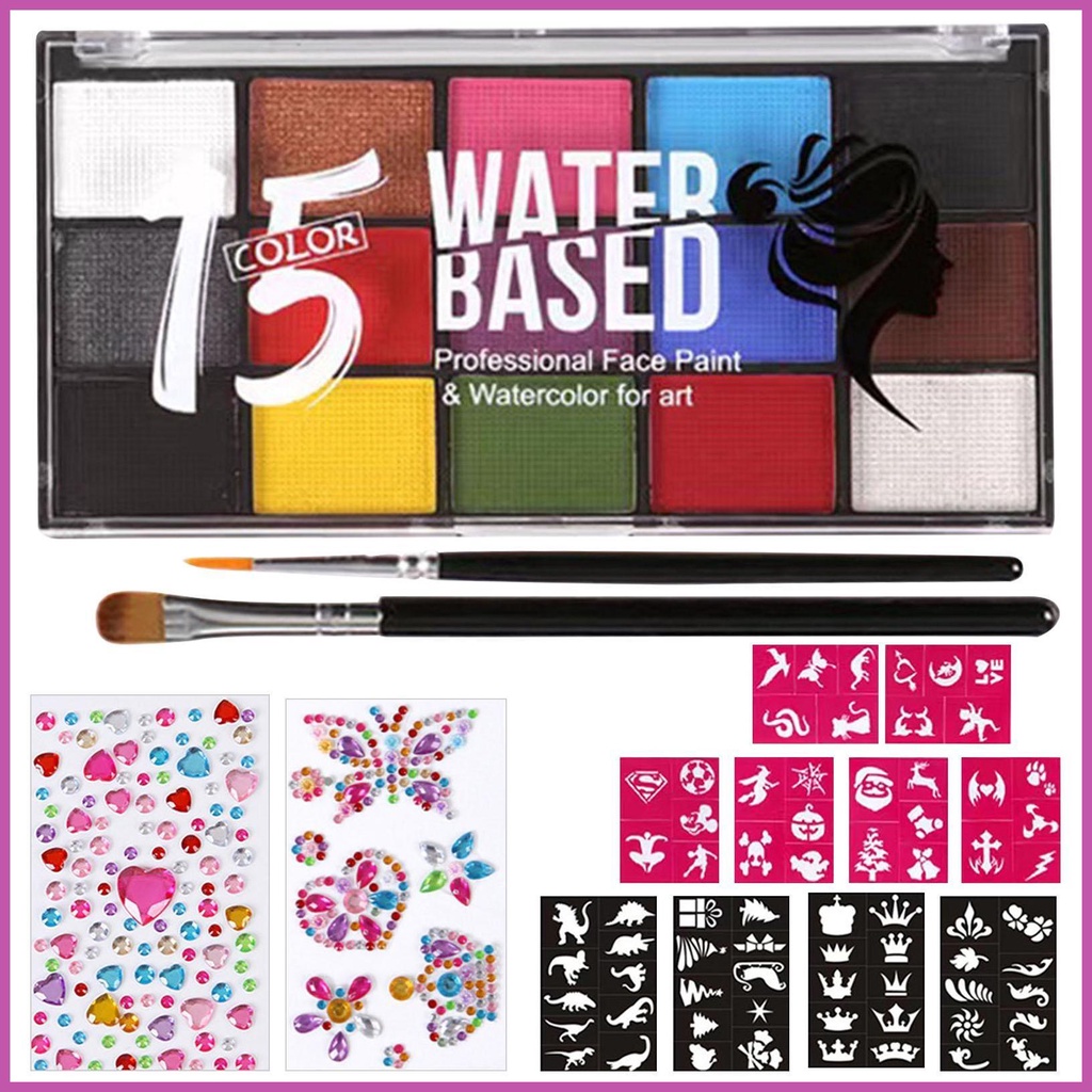Face & Body Paint Body Face Paint Cosplay Makeup Palette Kit 15 Colors ...