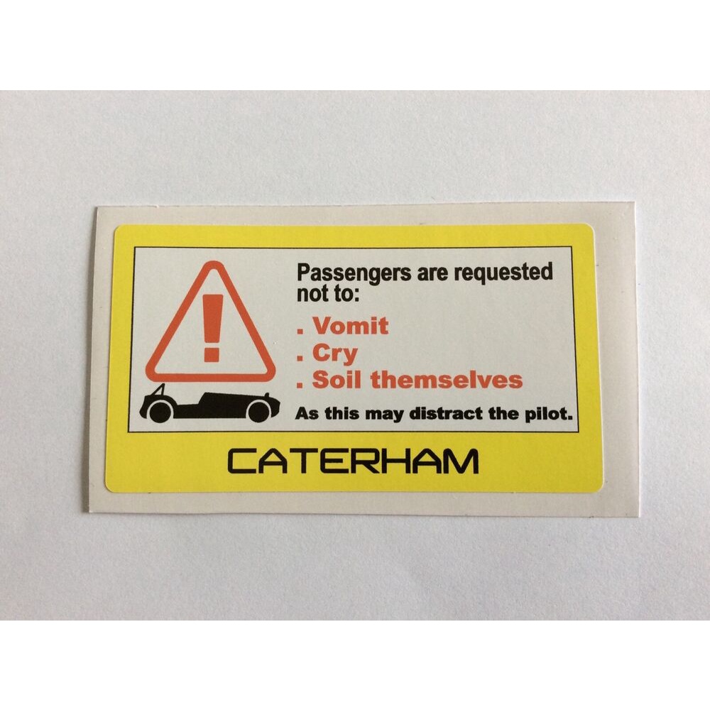 CATERHAM SUPER 7 KIT CAR FUNNY CAR DASHBOARD STICKER DECAL TRACK RACE ...