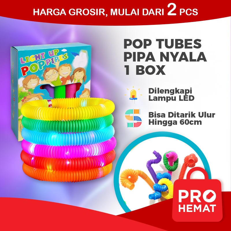 Prohemat Pop Tubes Pipes Light Up Edition Glow Children's Flame Pipe ...