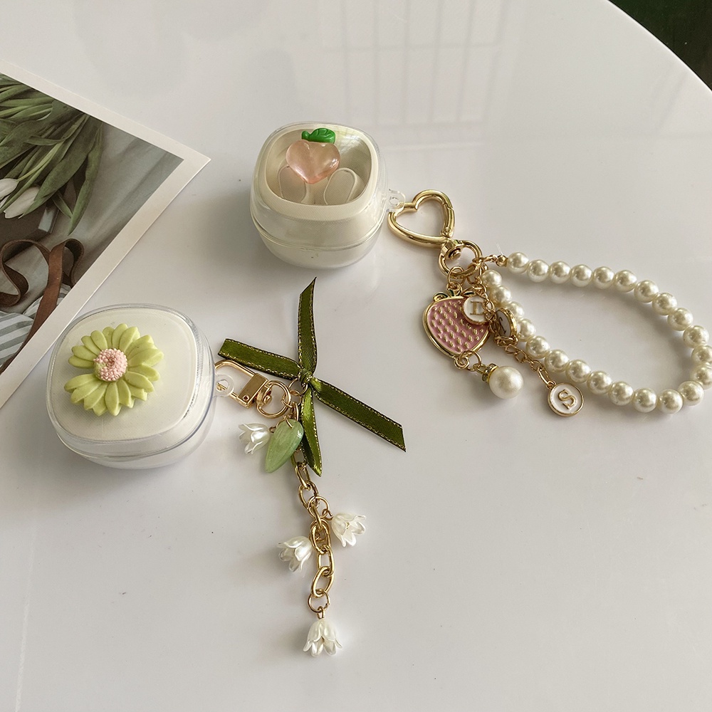 ins Sweet Peach case For Baseus WM01 / WM02 / E19 E20 E17 E18 case with keychain Cover soft ...