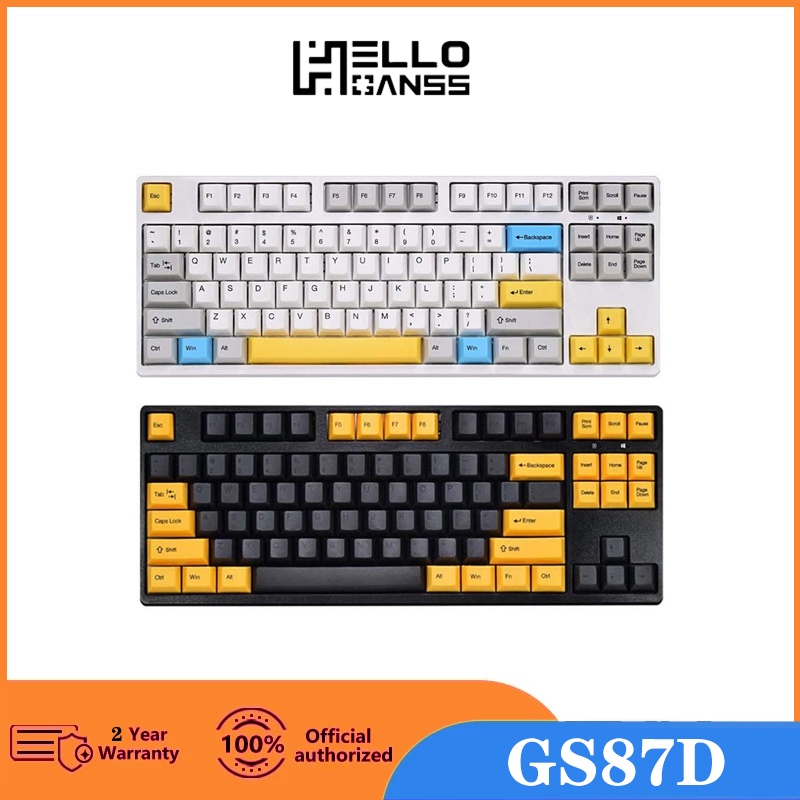 Hello GANSS GS87D 87-Key Wired/Bluetooth Dual-Mode Mechanical Keyboard PBT Keycap Can Connect 5 ...