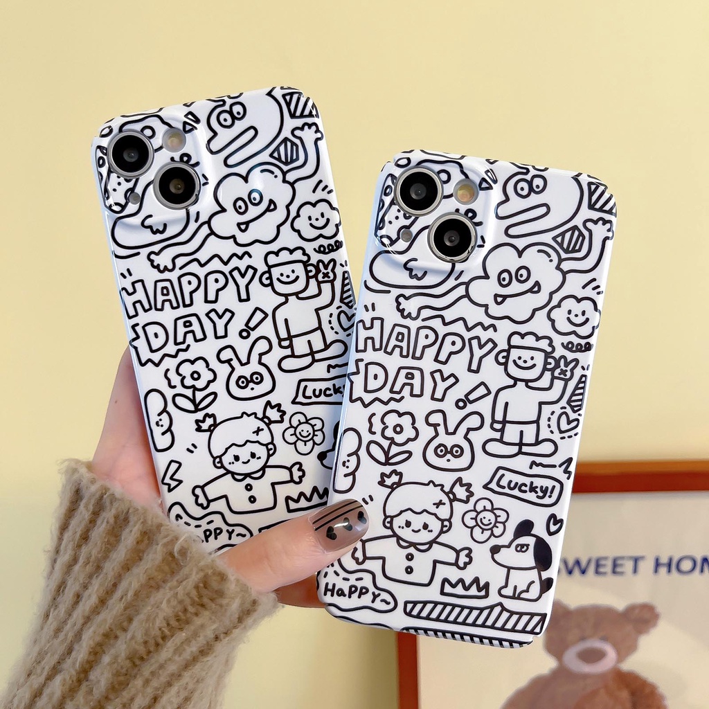 Graffiti line cartoon Cute Matte Skins Film Wrap Skin Phone Back ...