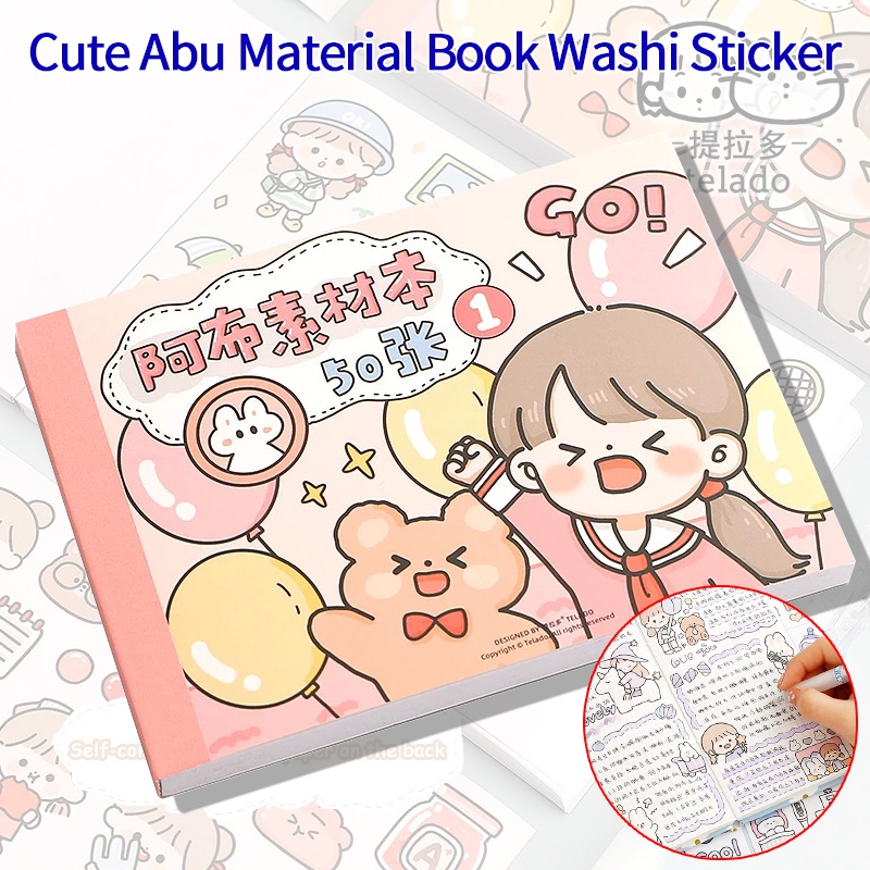 50 Sheets Sticker Cute Handbook Stickers For Notebook Set Combination ...