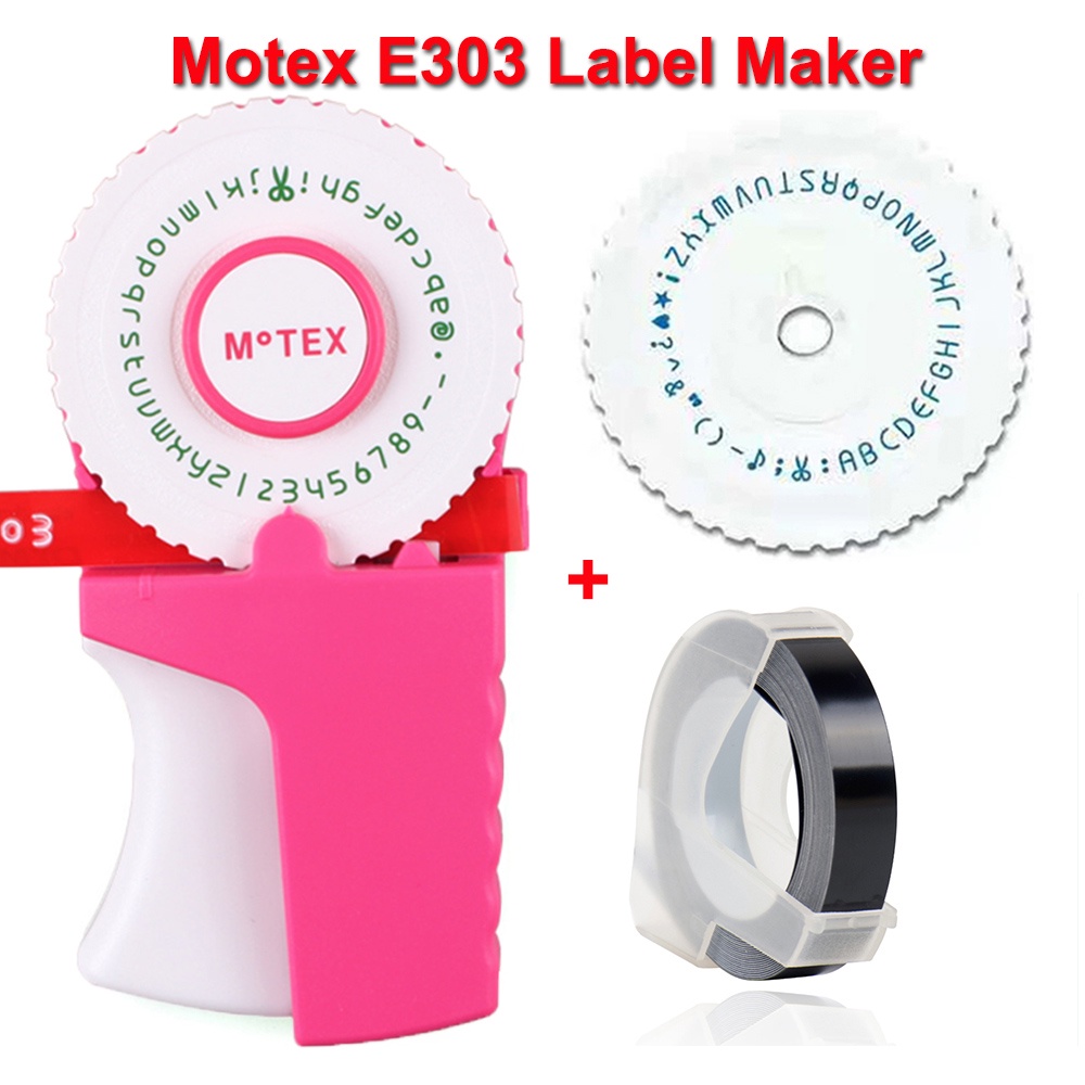 Motex E303 Embossing Label Maker Pink Color with 9mm refill tape ...