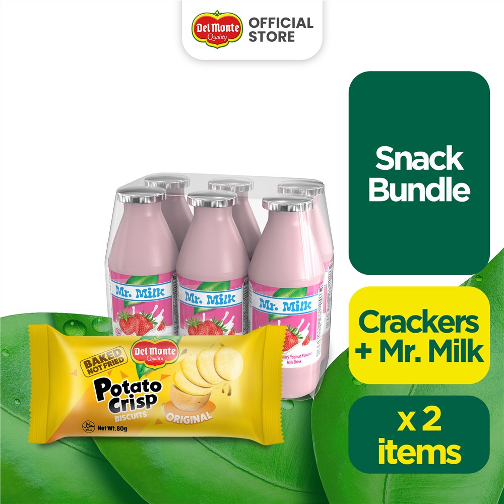 Del Monte Snack Bundle (Potato Crisp Original 80g + MR.MILK Strawberry ...