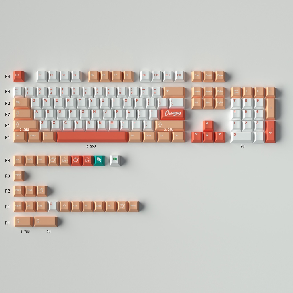 PBT Keycap 130 Key Cherry Profile DYE-SUB Personalized Peach Keycaps ...