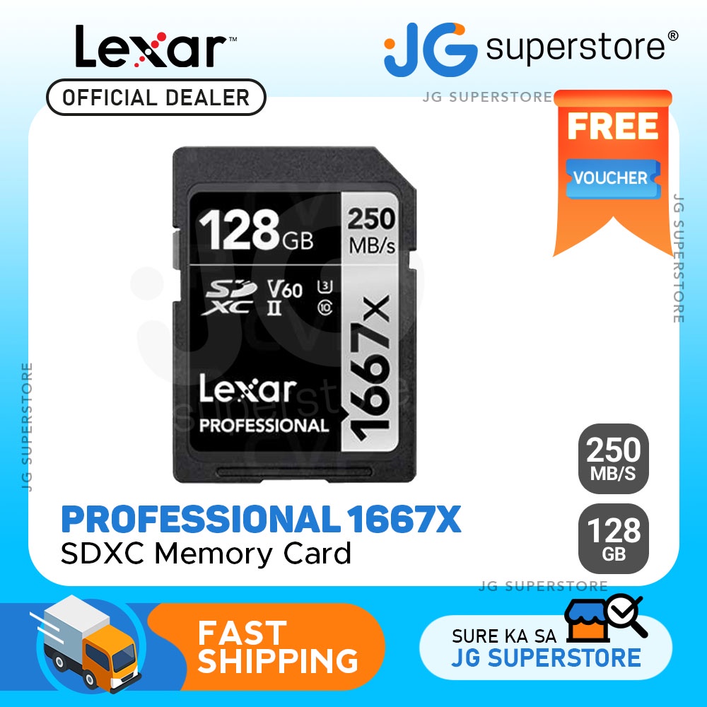 Lexar LSD128CB1667 Professional 1667x UHS-II SDXC 128GB Memory Card ...