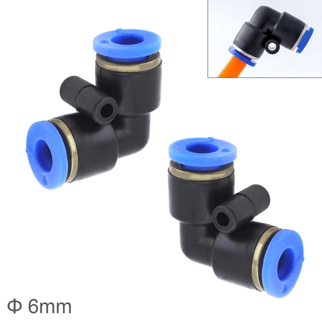 Air Connectors 2pcs 6mm L Shaped Elbow Plastic Two-way Pneumatic Quick ...