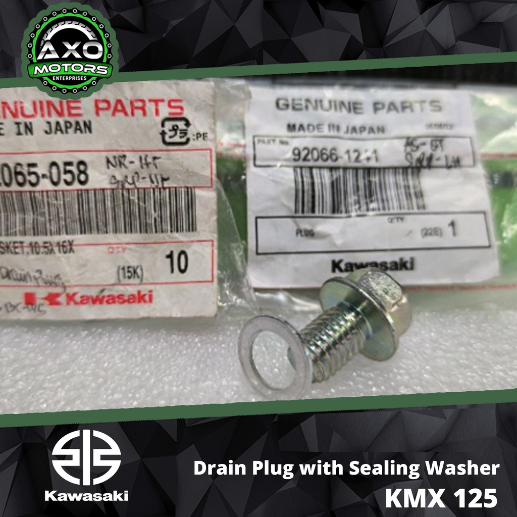 92066-1241+92065-058 Drain Plug with Sealing Washer KMX125 Kawasaki ...