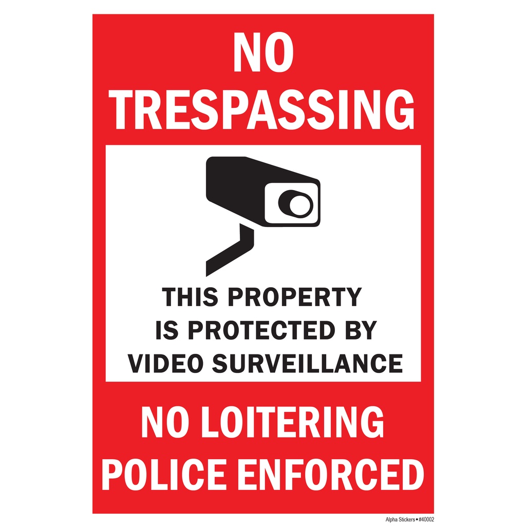No Trespassing Sign No Loitering Police Enforced Vinyl Sticker Only ...