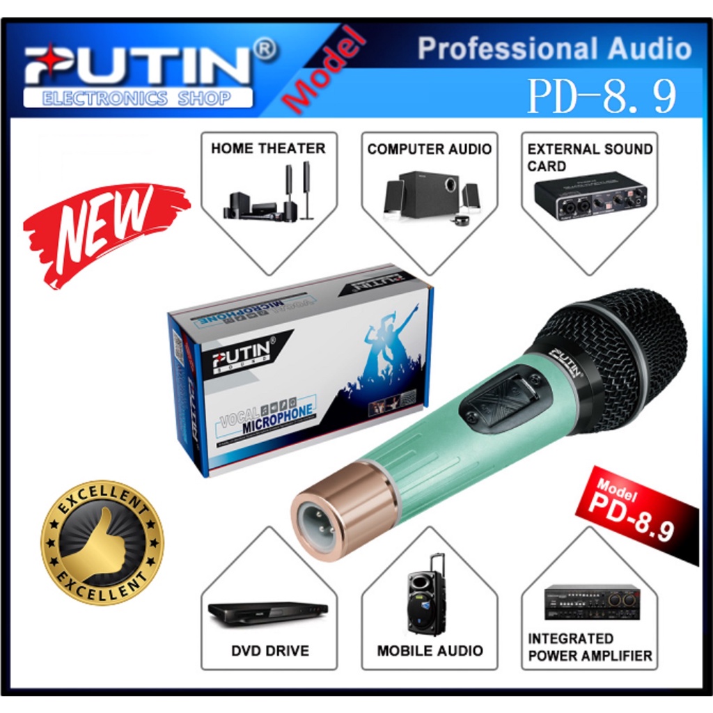 The PUTIN SOUND PD-8.9 Professional Dynamic Microphone Wired Audio ...