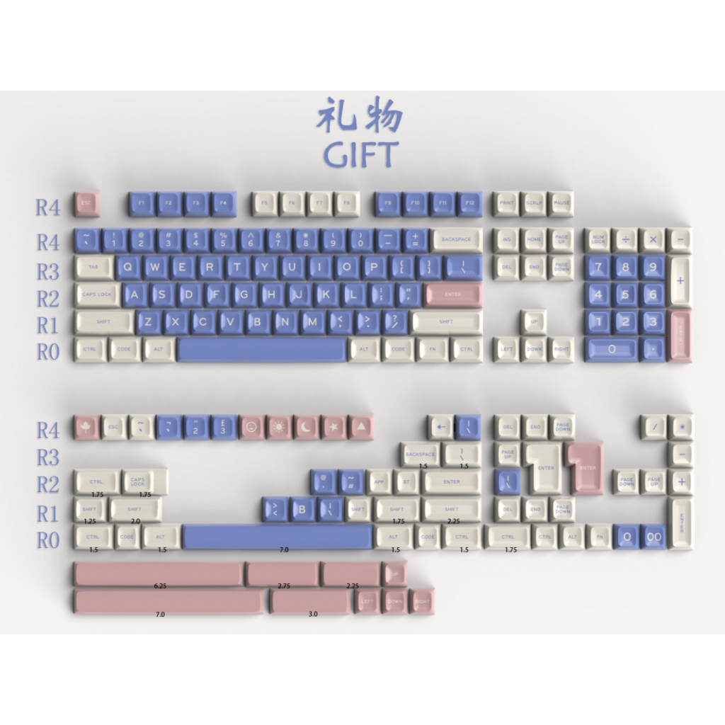 YMK SA Profile ABS Keycaps Double Shot 172 Keys Set ANSI & ISO Layout ...