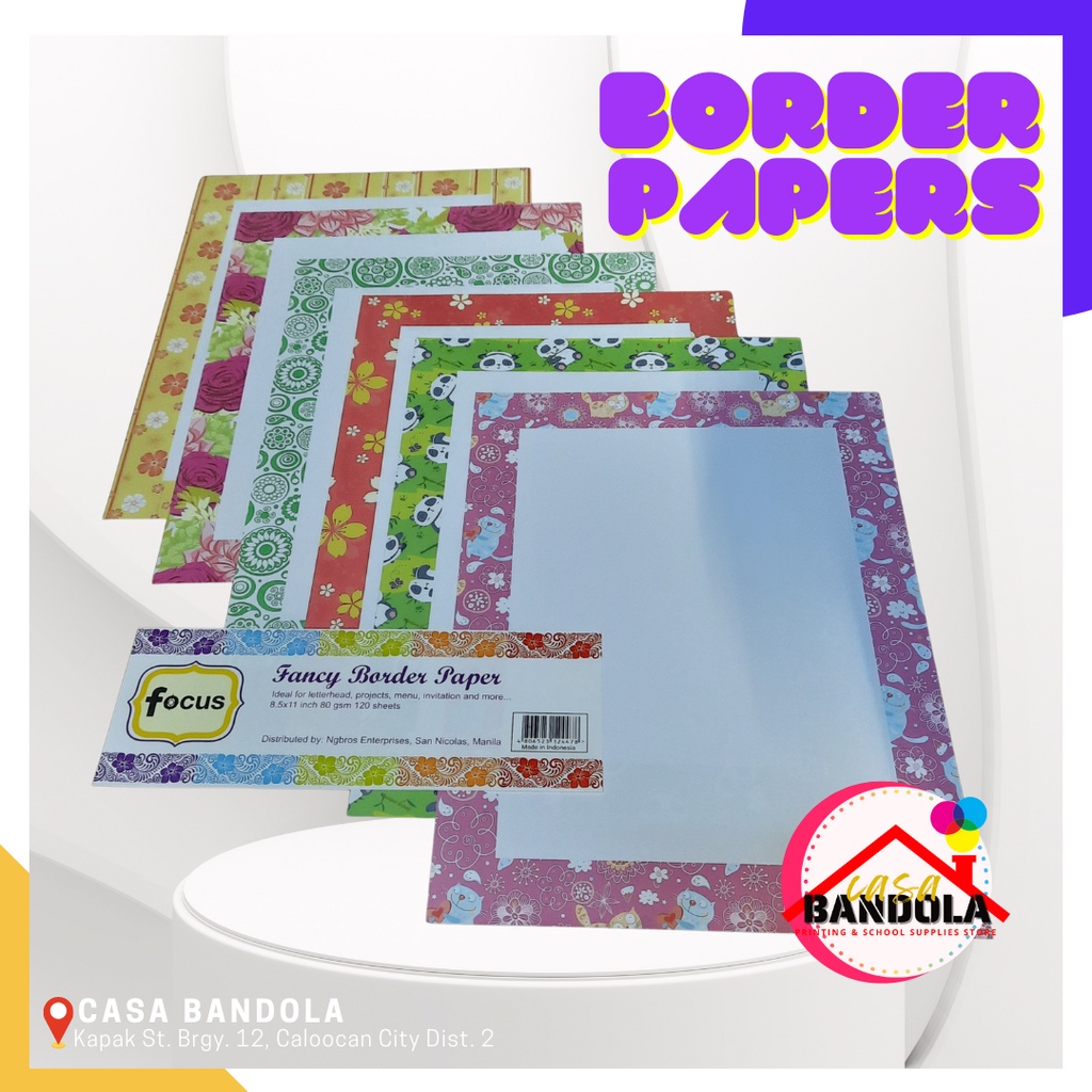 (5 sheets) SHORT BORDER PAPER VER 1.5 | NEW DESIGNS FOCUS 80GSM ...