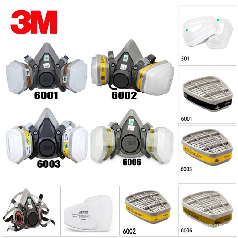 3M Gas Mask 6200+6001/6002/6003/6006 Reusable Half Breather Anti-Razed ...
