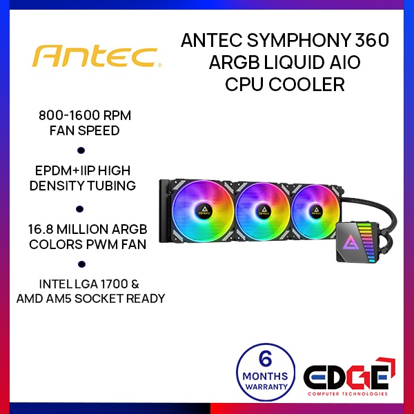 EDGE | ANTEC Symphony 360 ARGB Liquid AIO CPU Cooler | Shopee Philippines