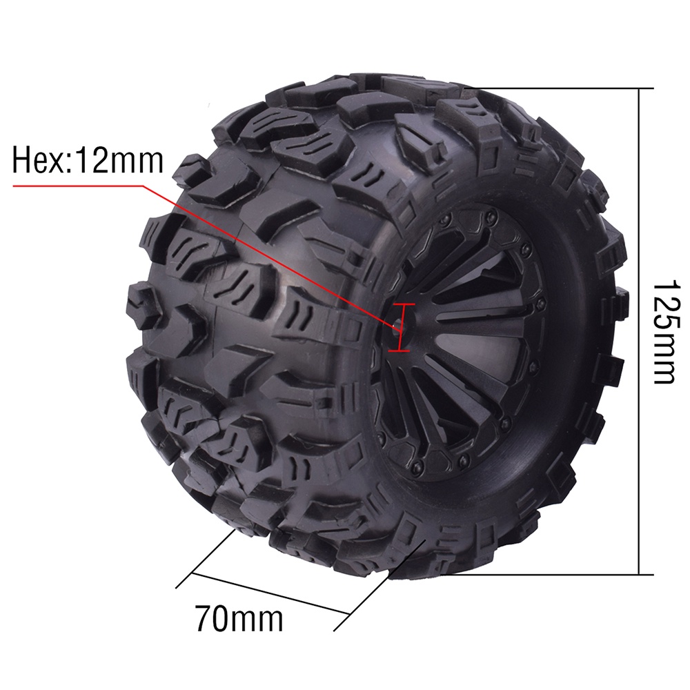 ZD Racing 12mm HEX &125mm Wheels Tires For 1/10 Monster Truck Off Road ...