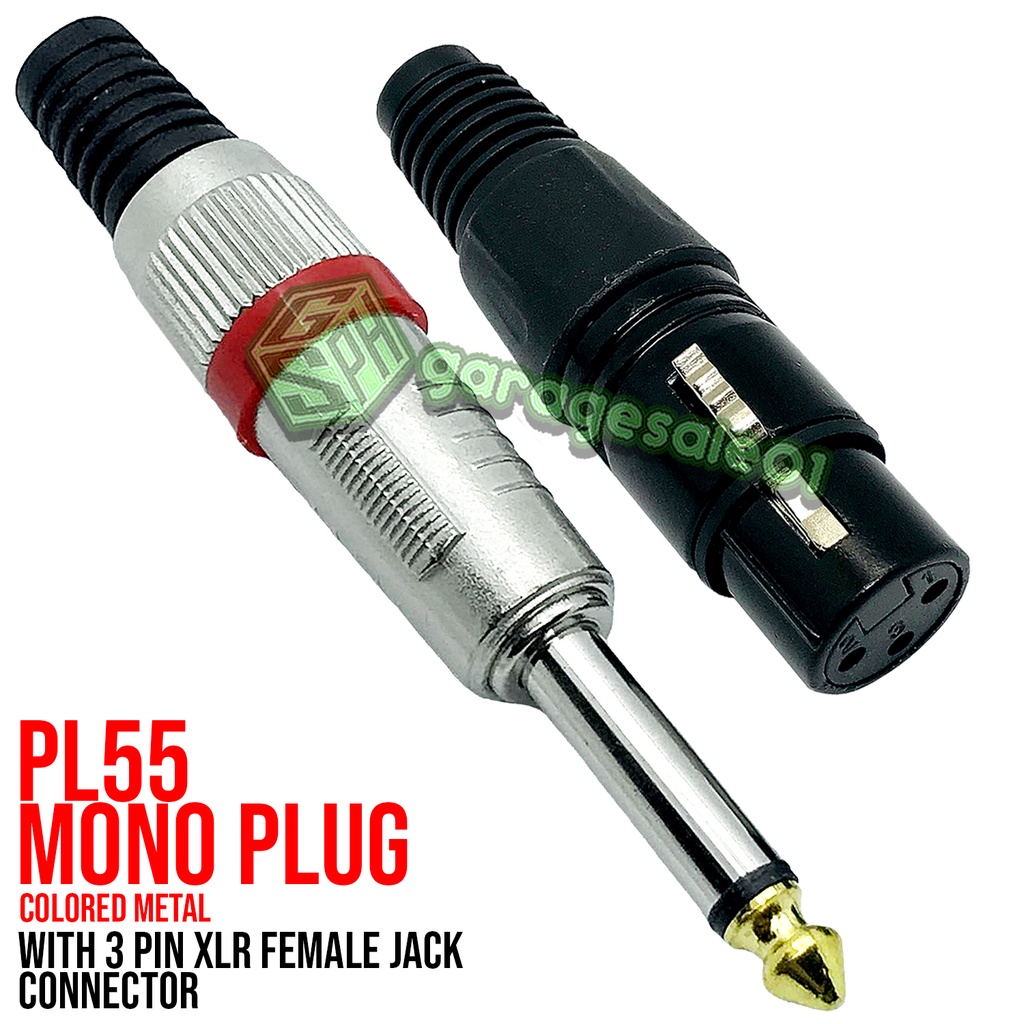 PL55 6.35MM Mono Plug Colored Rings With XLR 3 Pins Female Jack ...