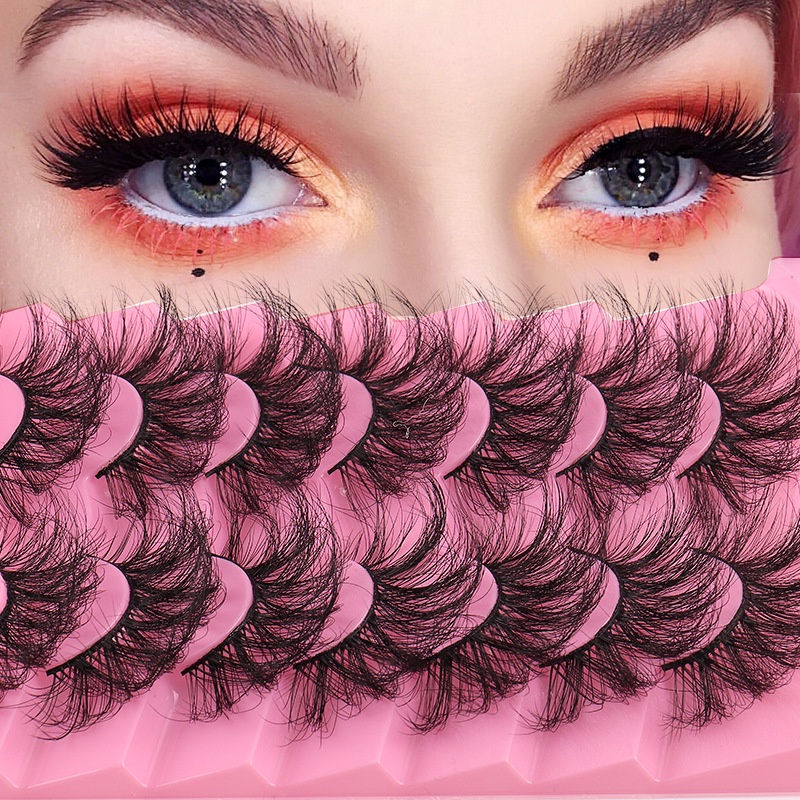 7 Pairs Thick Eyelashes Faux Mink Hair False Eyelashes Multilayer ...
