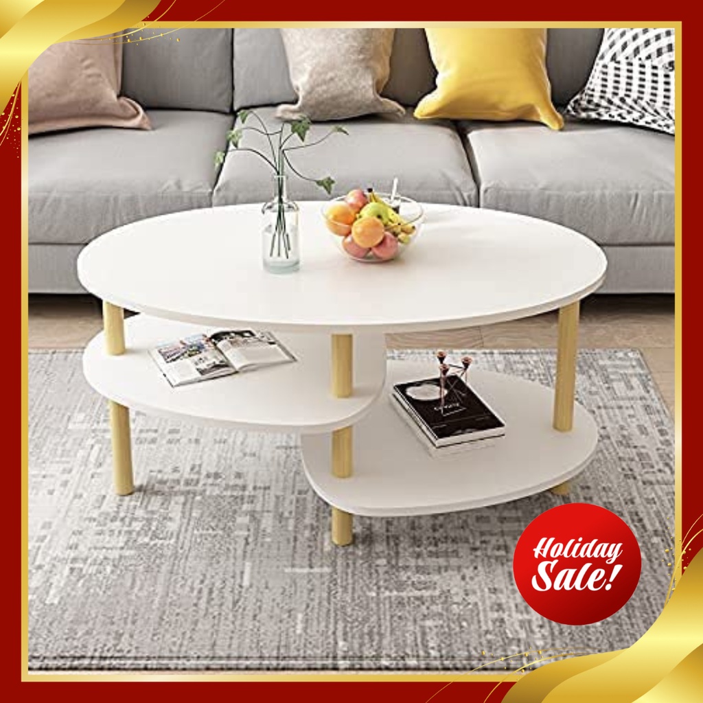MAYOR HOME Oval Double Deck Center Table For Home and Office Furniture ...