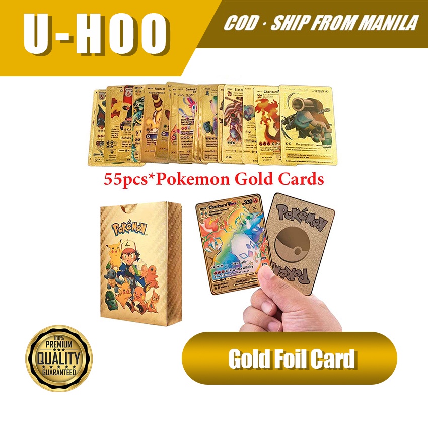 55Pcs/box New Pokemon Cards Pikachu Card English Gold Foil Trading Card ...