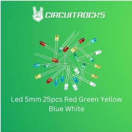 Circuitrocks Led 5mm 25pcs Red Green Yellow Blue White | Shopee Philippines