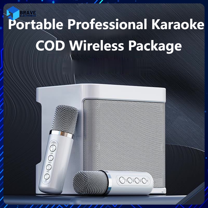 On Hand Portable Professional Karaoke Dual Microphone Bluetooth Speaker ...