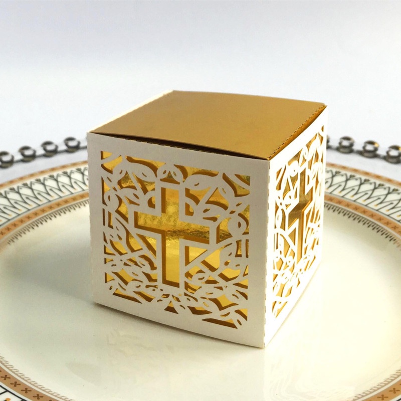 10pcs Cross Laser Cut Hollow Candy Dragee Box Wedding Favor Gift Boxes ...