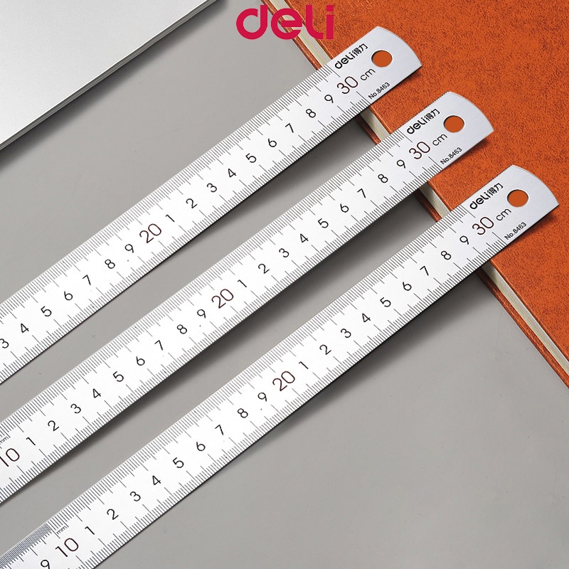 Deli Stainless Steel Ruler Stationary Metal Ruler 15 Cm 30 Cm | Shopee ...