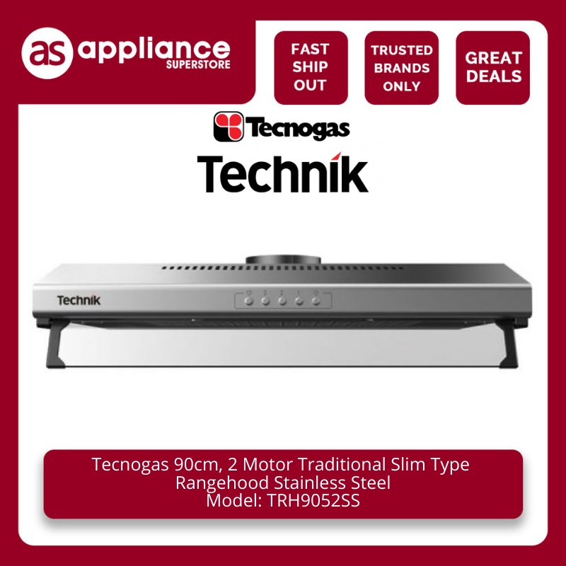 Tecnogas 90cm, 2 Motor Traditional Slim Type Rangehood Stainless Steel TRH9052SS | Shopee ...