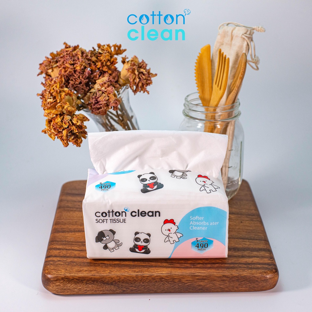 Cotton Clean Soft Tissue Paper 4-Ply 490 Sheets Cleaning Paper Towels ...