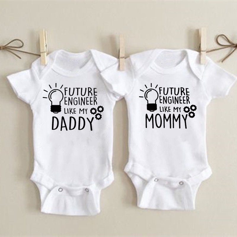 Future Engineer Like My Dad/Mommy Baby Body Funny Baby Romper Engineer ...