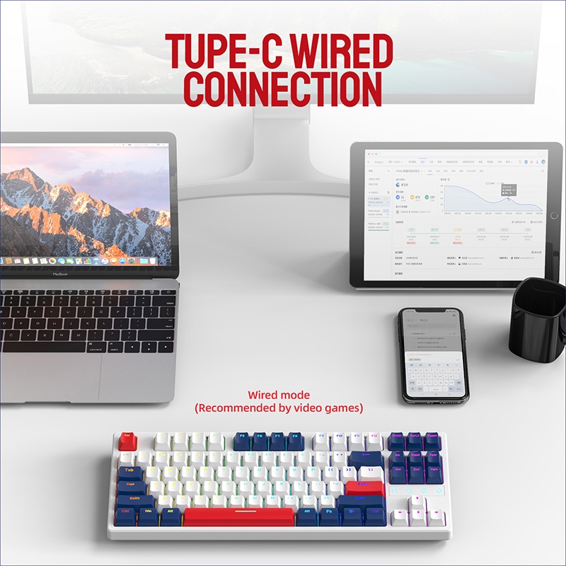 Ziyoulang K87 RGB Typc-C Wired Hot-Swappable Mechanical Keyboard 87 ...