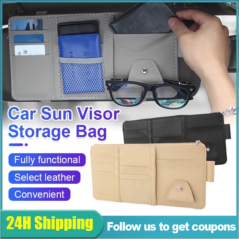 Car Sun Visor Organizer Card Holder Storage Sunglasses Storage Clip Car ...