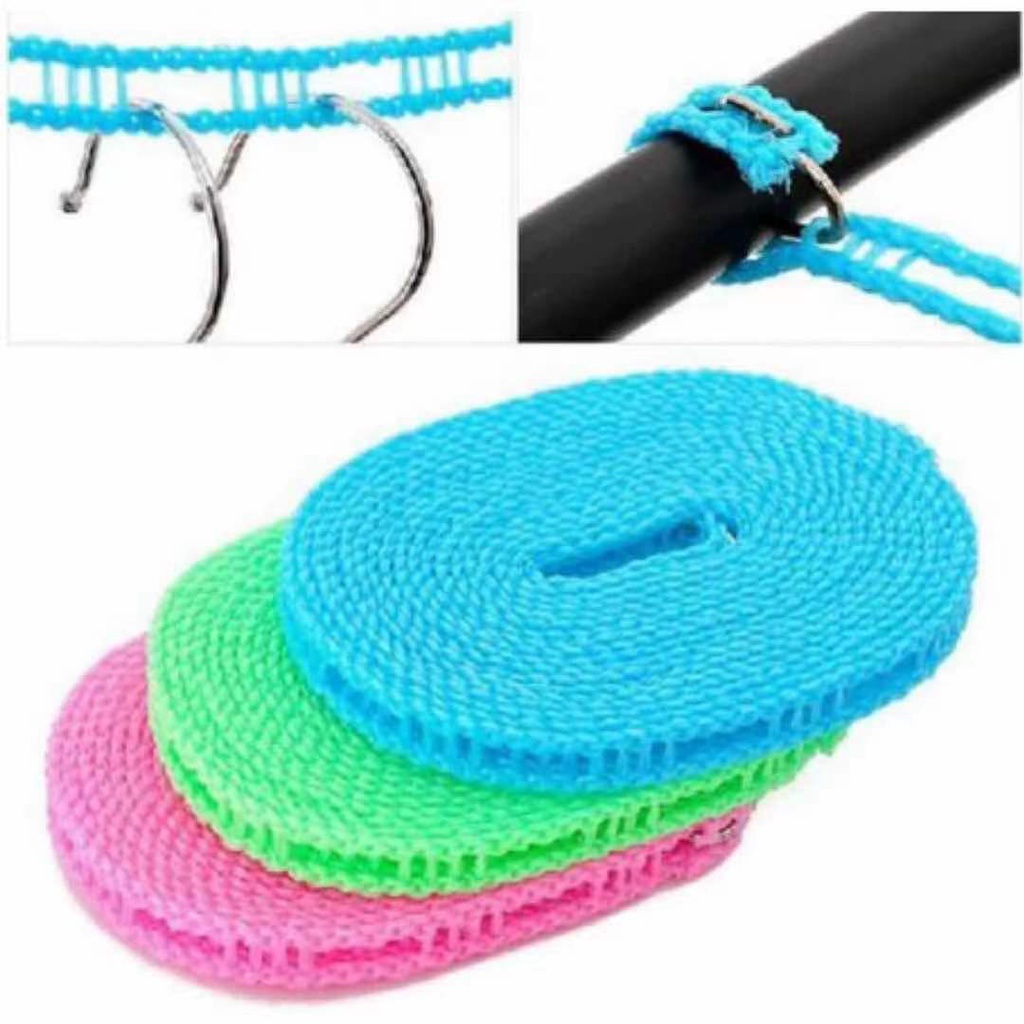 4M/13.1 Foot Portable Windproof Clothesline Hanger stop rope Clothes ...
