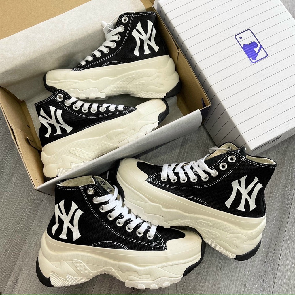 Mlb Chunky High Neck Fabric Sneakers In Black | Shopee Philippines