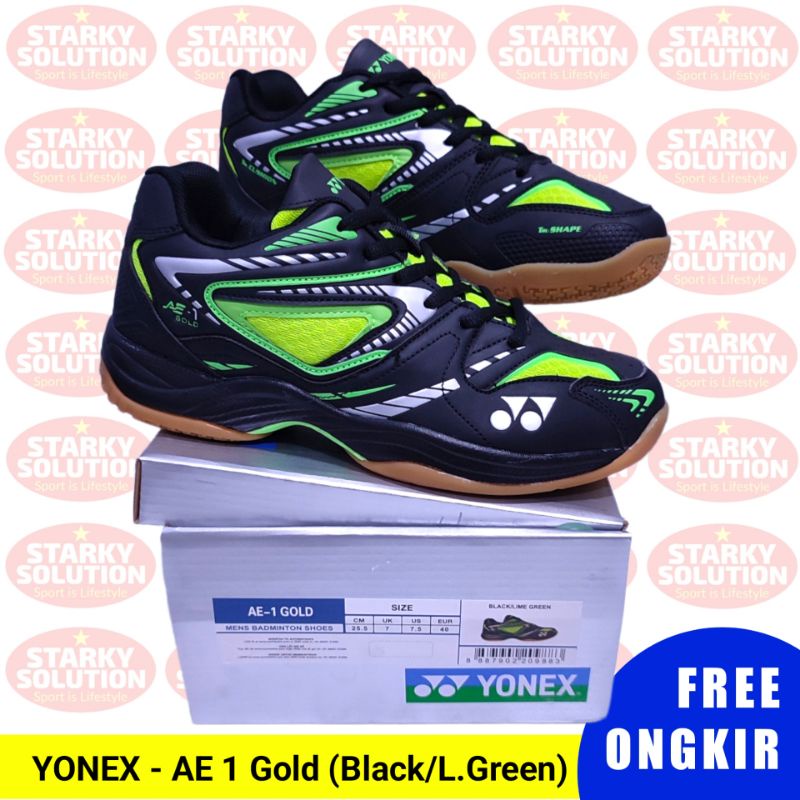 Original YONEX AE 1 GOLD Badminton AE1 Shoes - Black/Lime | Shopee ...