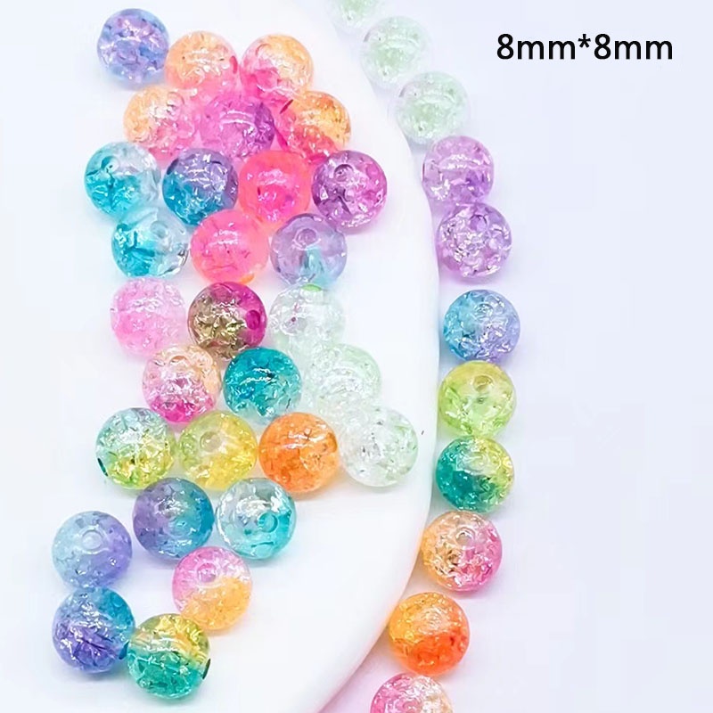 20pcs Colored Acrylic Round Crack Beads Ice Crack Burst Beads Diy Beads ...