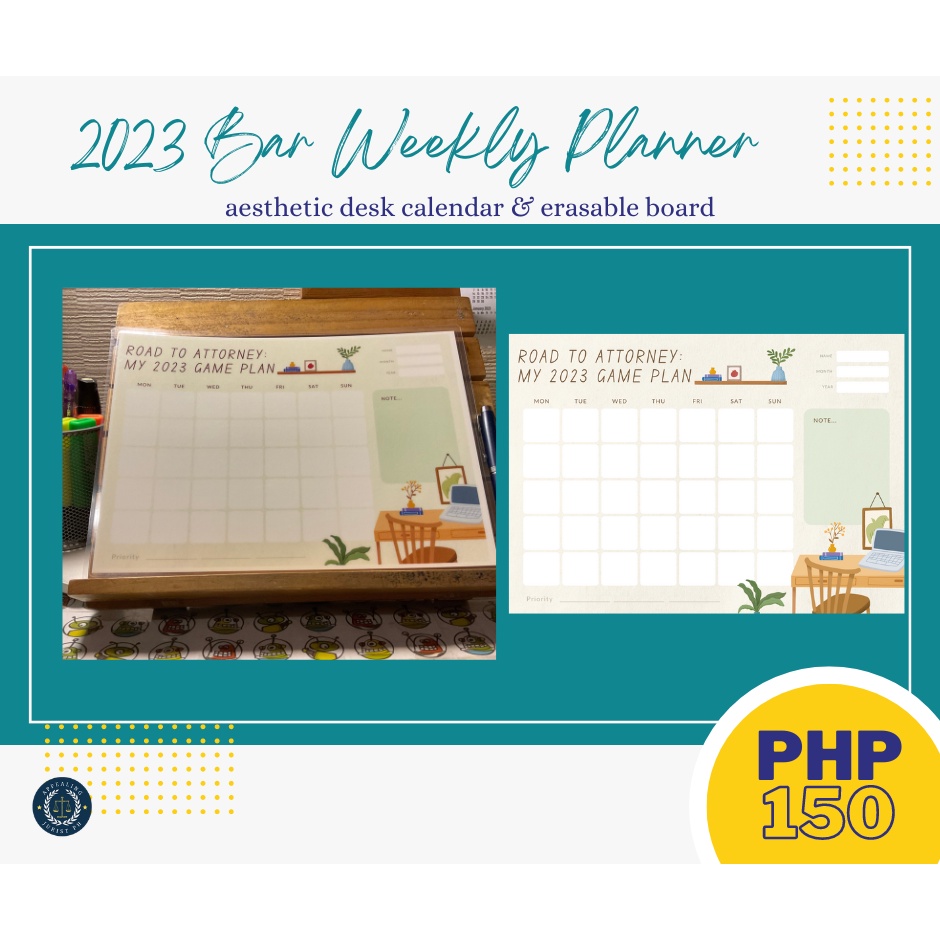 2023 Bar Exam Monthly Planner Desk Calendar and Erasable Board | Shopee ...