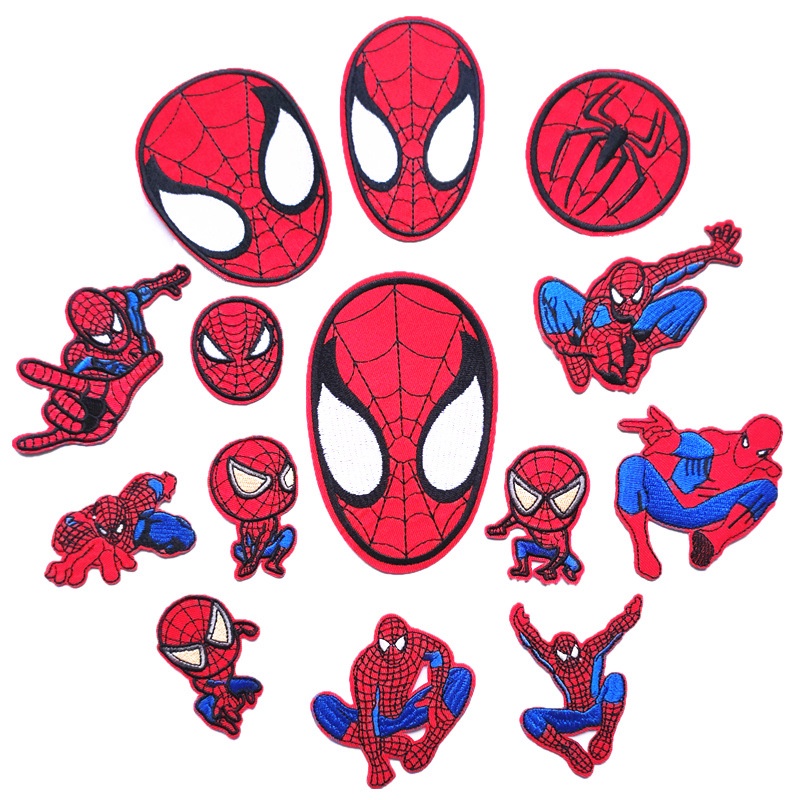 Cartoon Spiderman embroidered patch cloth bag accessories cap ...