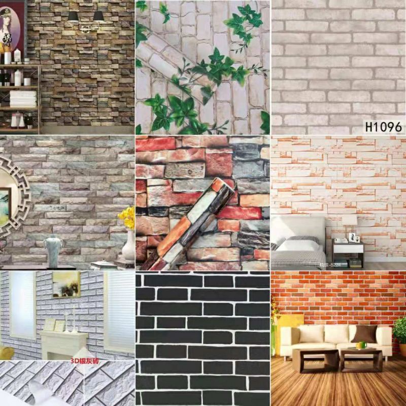 HUB Bricks Design PVC Wall Sticker Waterproof Self Adhesive Homedecor ...