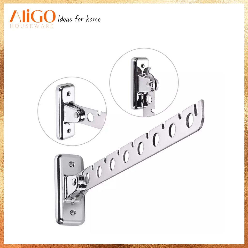 GANTUNGAN Aligo Multi-Purpose Stainless steel Wall Clothesline Hanger ...