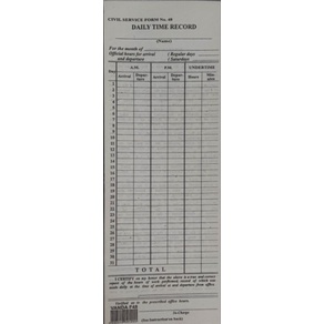 Civil Service Form 48 Daily Time Record 100 pieces | Shopee Philippines