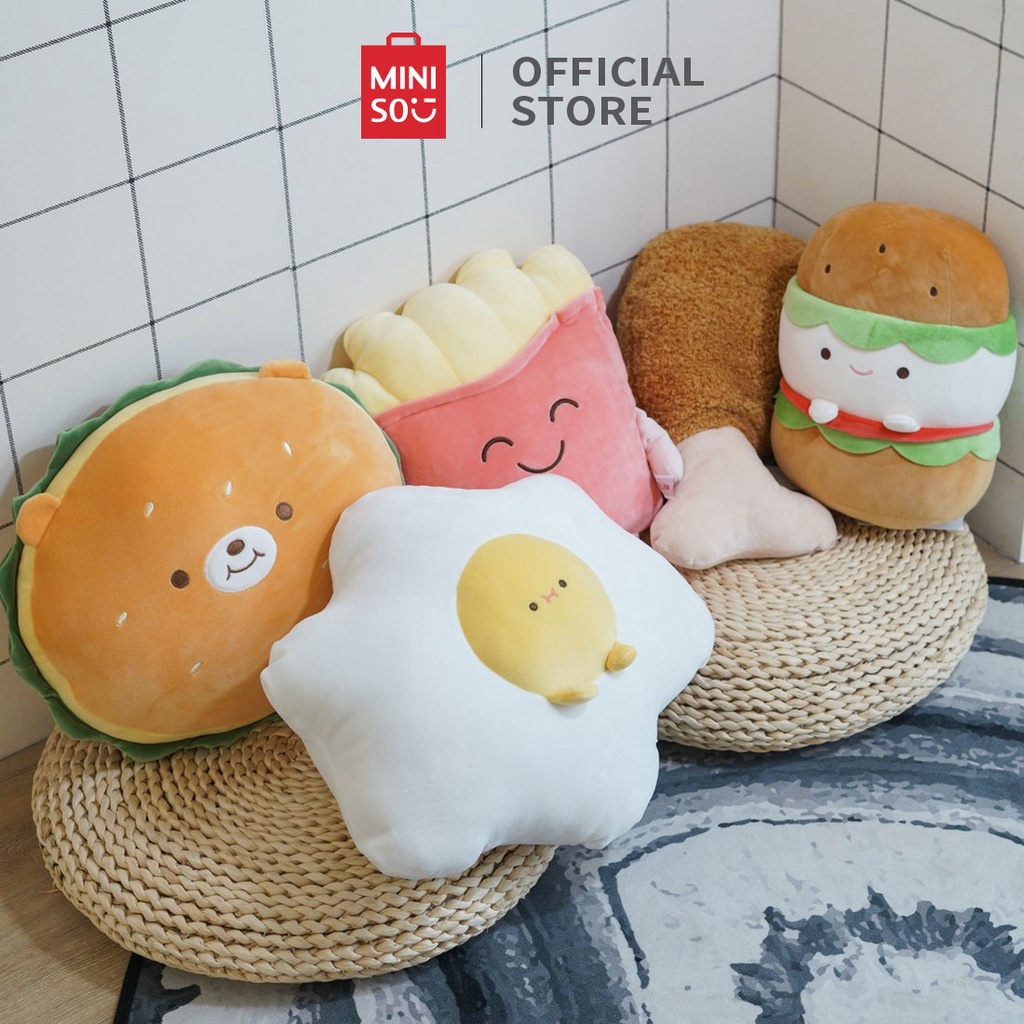MINISO Stuffed Pillow Plush Toy Burger Cute Stuffed Kids Soft Plush Toy Food Series Soft Toy ...