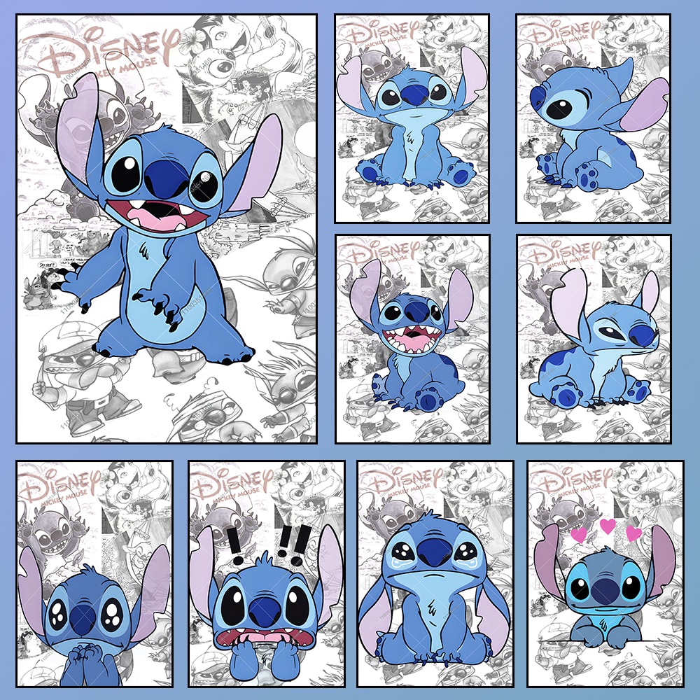 Disney Stitch Cartoon Canvas Poster Home Anime Wall Art Painting Prints ...
